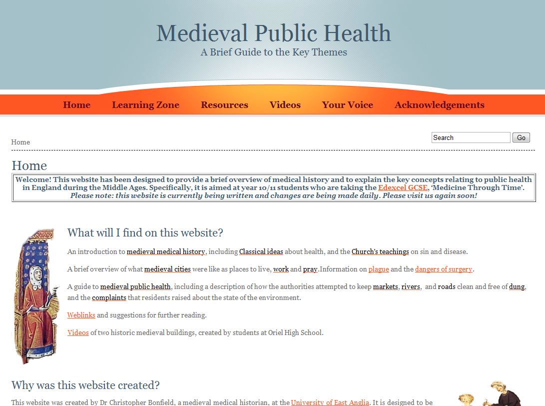 Silverstripe CMS Community Showcase » Medieval Public Health (Alex S ...